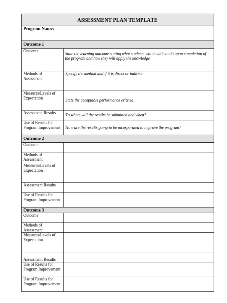 Assessment Plan Template | PDF