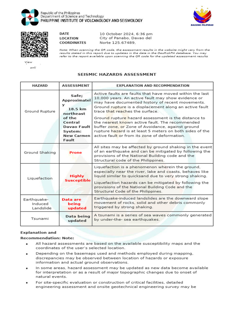 Hazard Assessment Report | PDF | Storm Surge | Earthquakes
