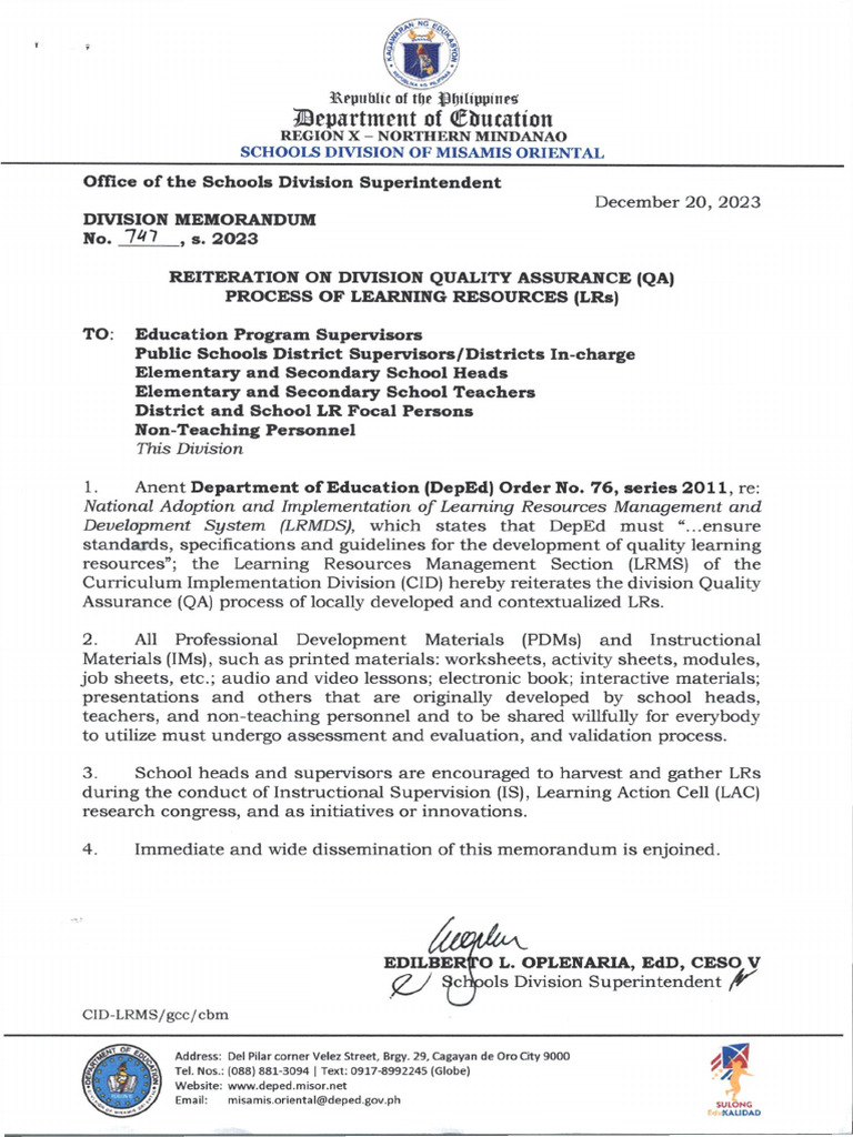 LEARNING RESOURCE - DM - 747 - S - 2023 - Reiteration - On - Division ...