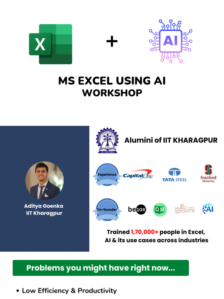 Excel Using AI Workshop Notes | PDF | Microsoft Excel | Artificial ...