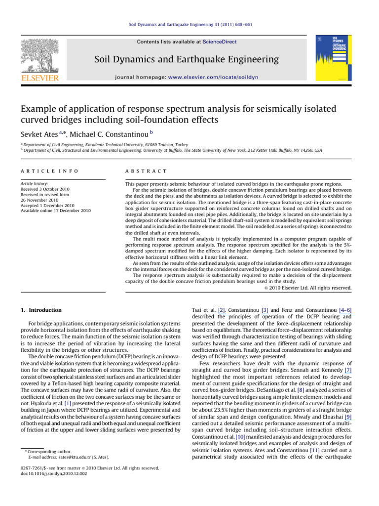 Example Of Application Of Response Spectrum Analysis For Seismically Isolated Curved Bridges