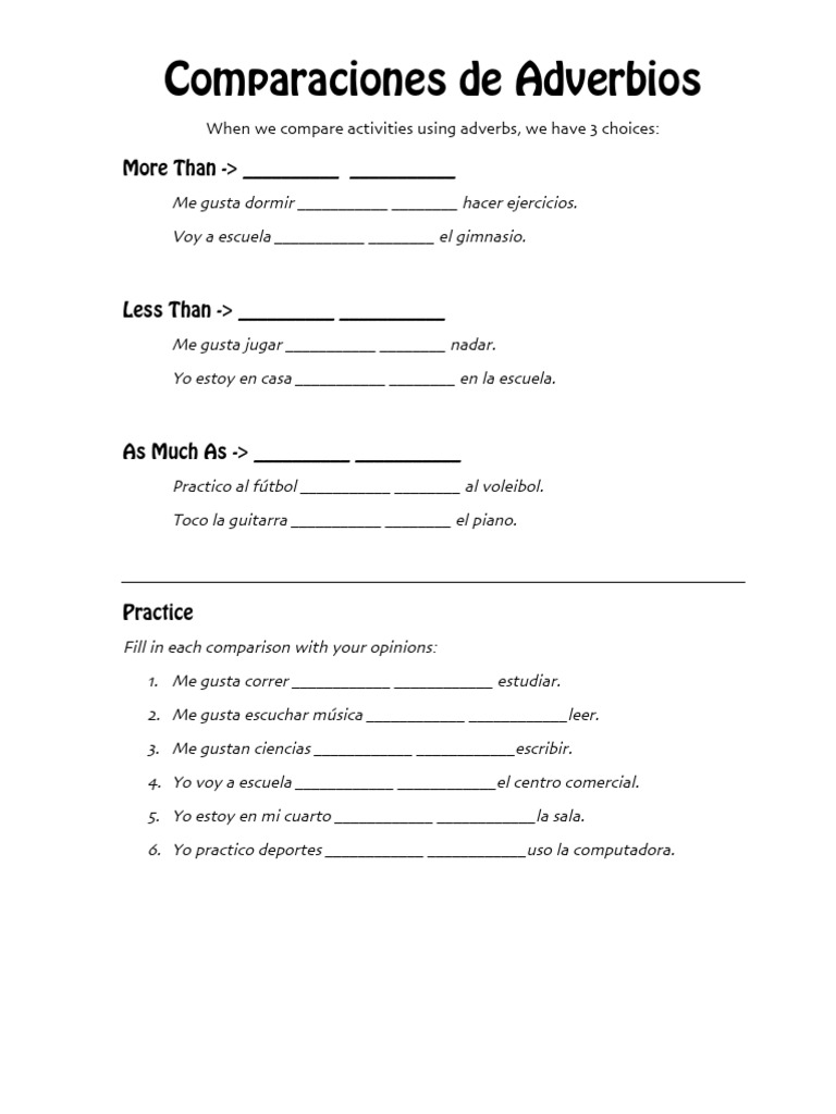 Adverb Comparison Notes Guide | PDF