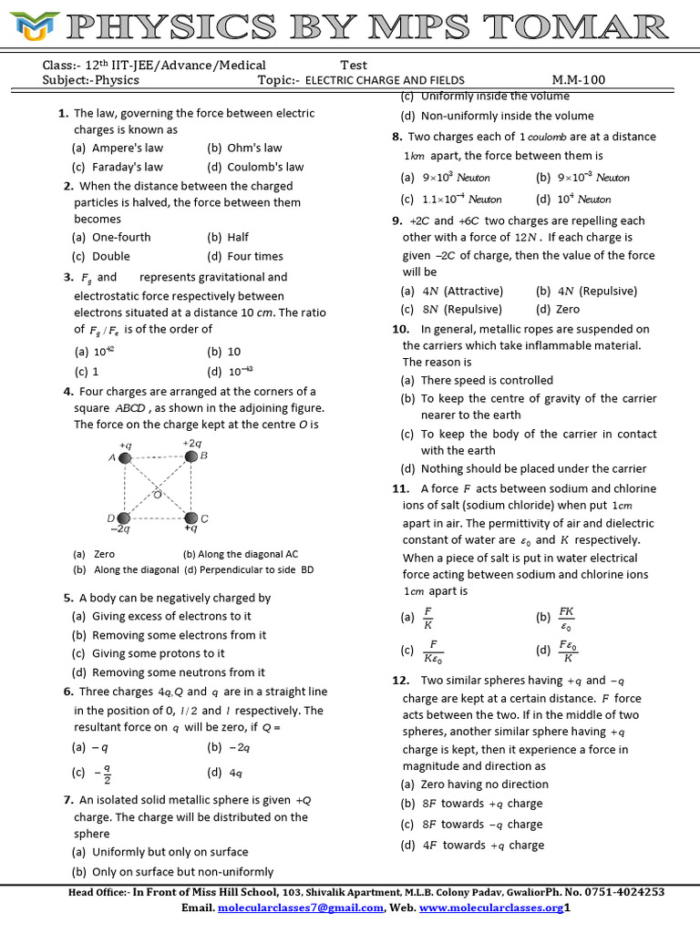 Electric Charge and Fields | PDF | Force | Physical Chemistry