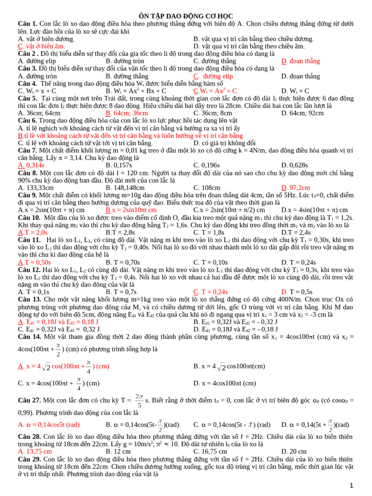 Bai Tap Dao Dong Co Co Dap An | PDF