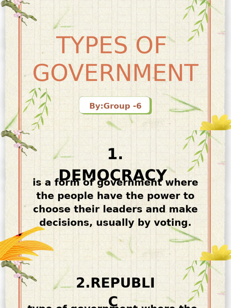 G 6 Types of Government Humss 2 | PDF | Governance | Forms Of Government