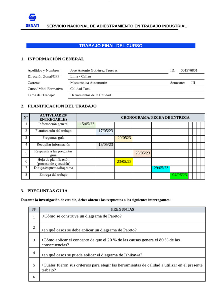 Calidad Total TR1 | PDF