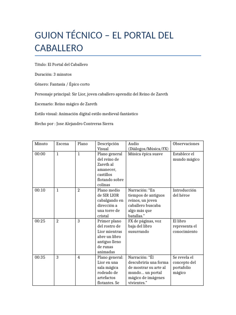 Guion Tecnico | PDF