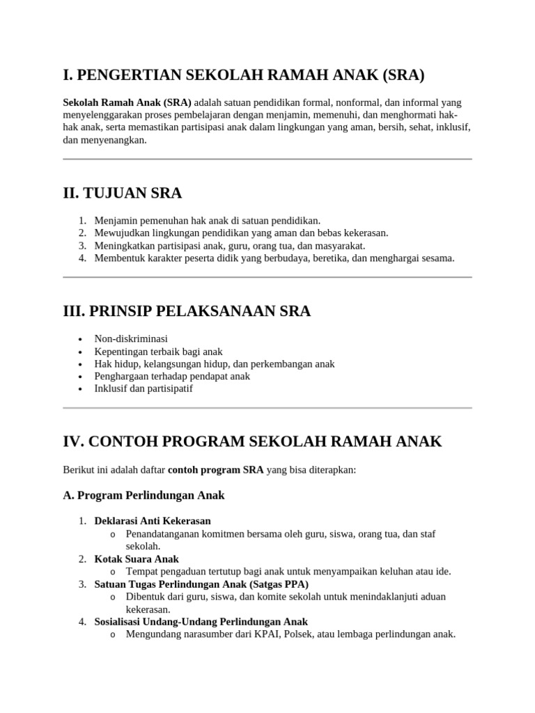 Contoh Program Sekolah Ramah Anak | PDF