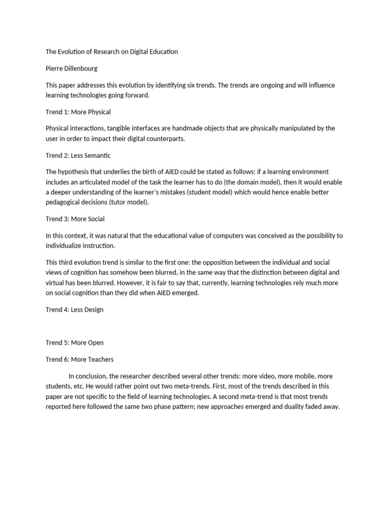 The Evolution of Research On Digital Education | PDF