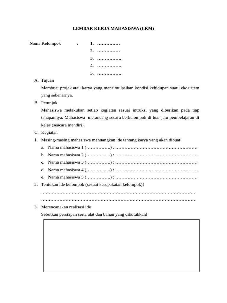 LKM Per 1 New Lembar Kerja Mahasiswa | PDF
