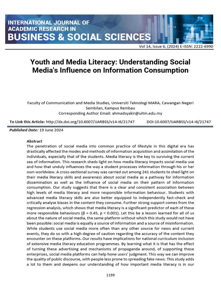 Youth and Media Literacy Understanding Social Medi | PDF | Learning ...