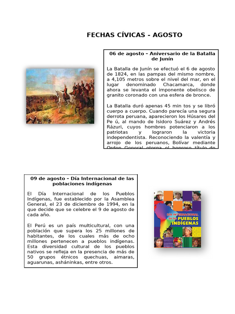Fechas Civicas Ago-Sep | PDF | Perú | Lima