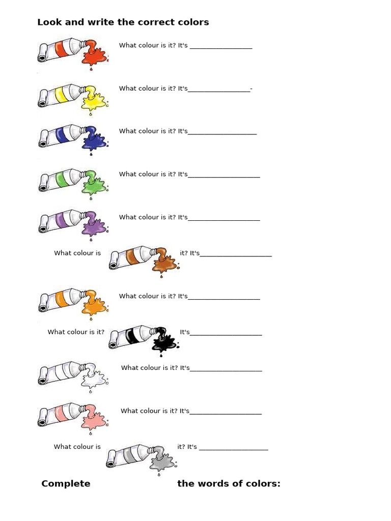 Colors Picture Description Exercises - 15435 | PDF