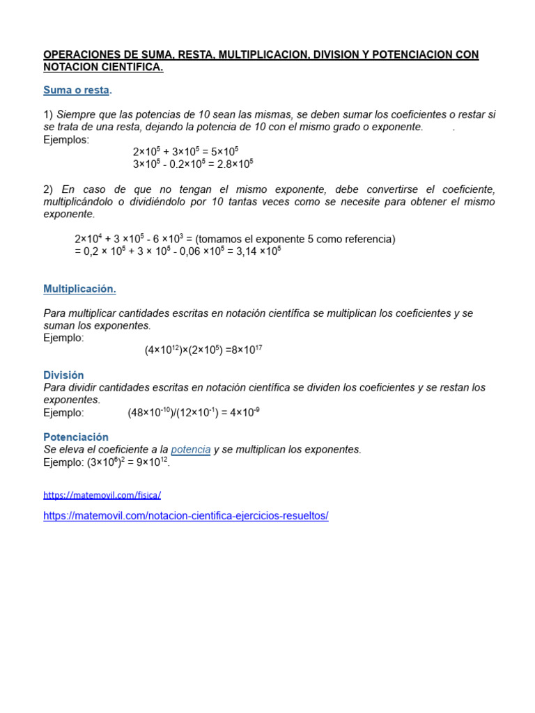 4 Operaciones Con Notaci-N Cient-Fica | PDF