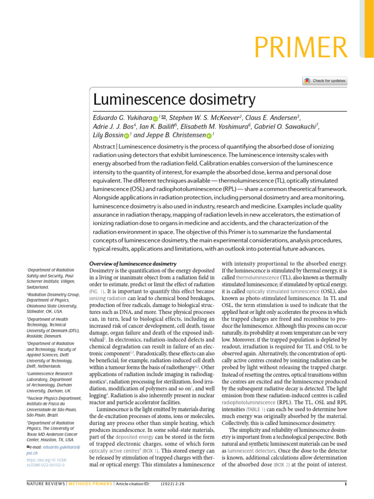Primer: Overview of Luminescence Dosimetry | PDF | Dosimetry | Radiation