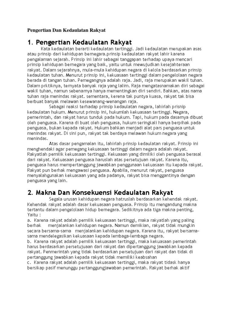 Pengertian Dan Kedaulatan Rakyat 1 | PDF