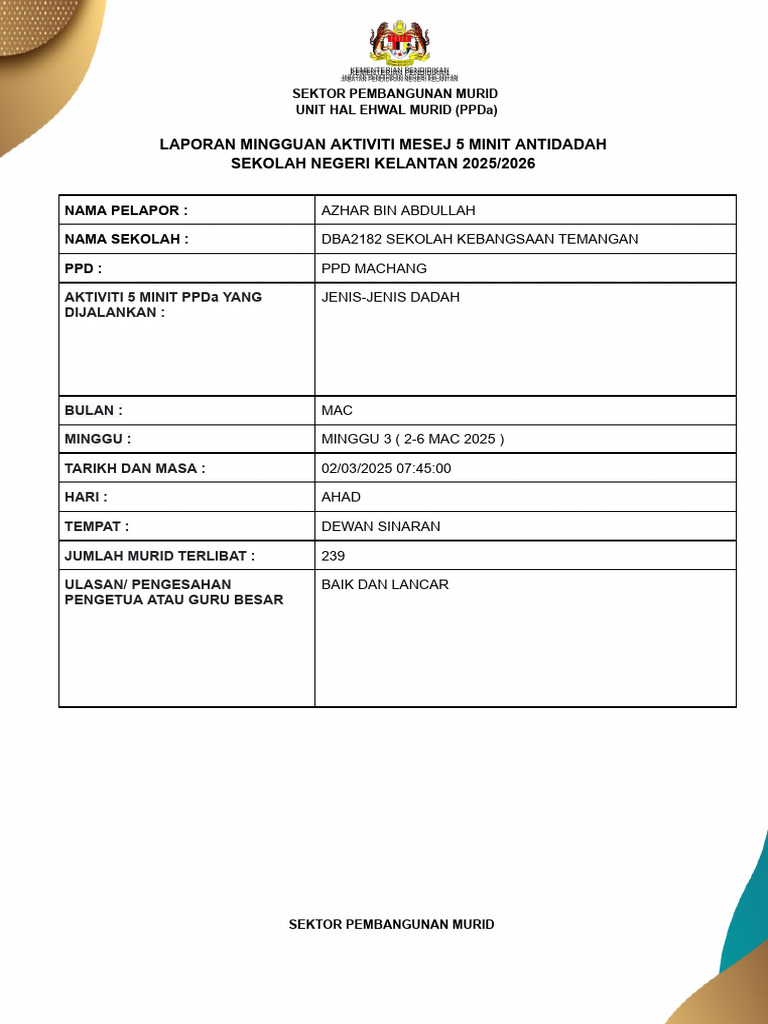 m03-Ppd Machang Mac Dba2182 Sekolah Kebangsaan Temangan | PDF