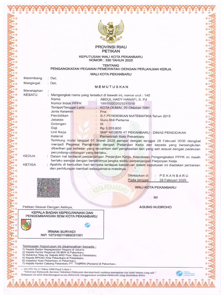 SK PPPK Abdul Hady Hanafi | PDF