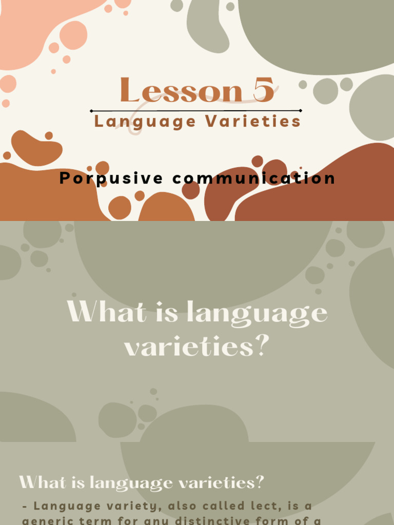 Lesson 5, Language Varieties, Porcomm | PDF | Communication | Sociolinguistics