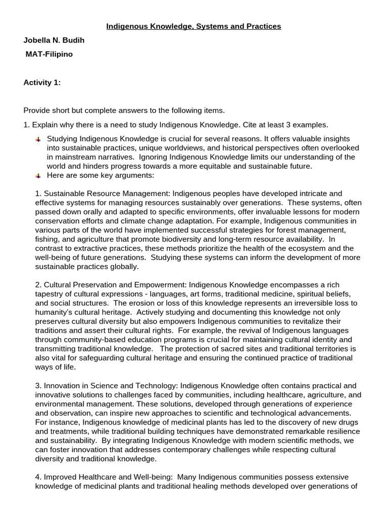 Indigenous Knowledge Answer | PDF | Traditional Knowledge | Indigenous ...