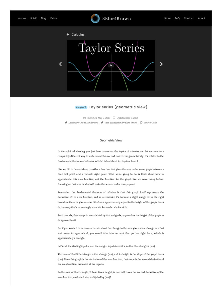 WWW 3blue1brown Com Lessons Taylor Series Geometric View | PDF | Area ...