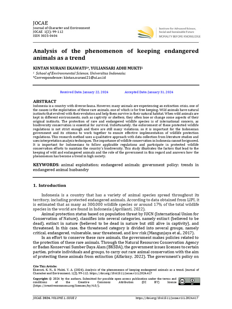 Analysis of The Phenomenon of Keeping Endangered Animals As A Trend ...