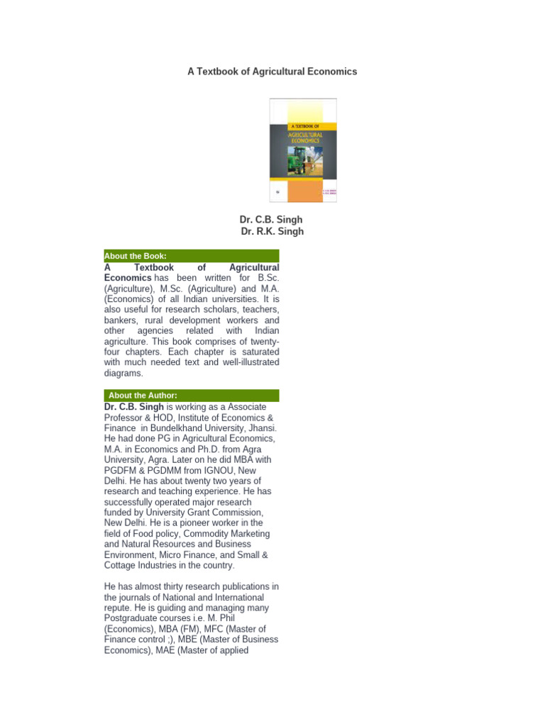A Textbook of A G Economics | PDF | Agriculture | Economics