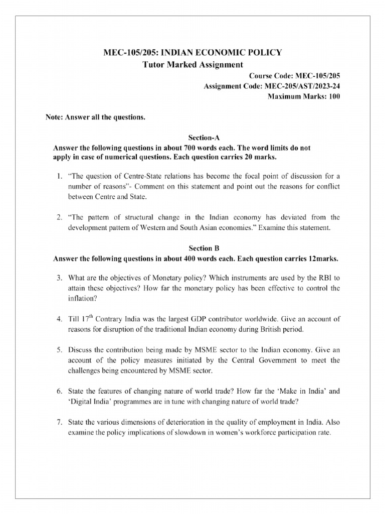 MEC 105 MEC 205 EM 2023 24 OP JHJLJB - 240822 - 075519 | PDF | Reserve ...