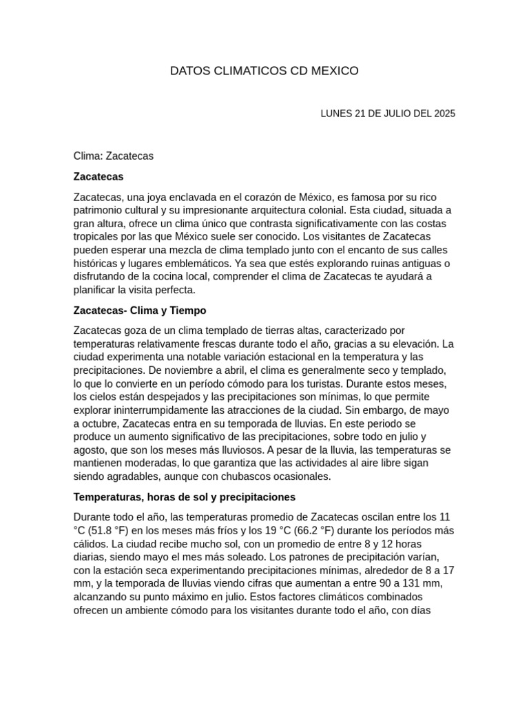 Datos Climaticos CD Mexico | PDF | Clima templado | Clima