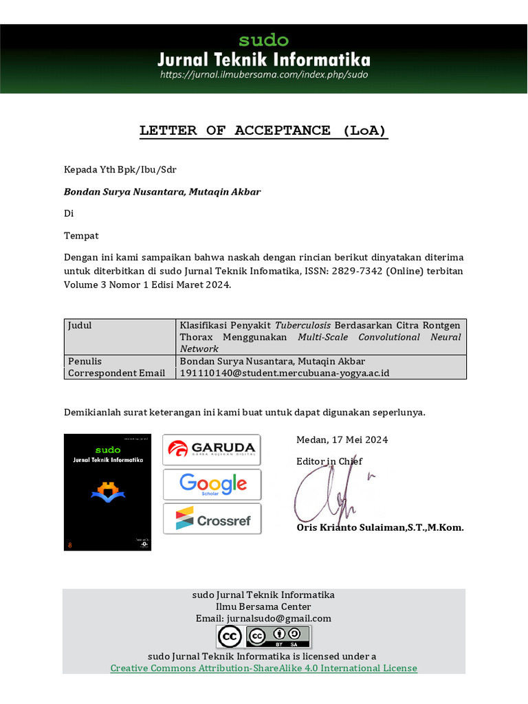Klasifikasi Penyakit Tuberculosis Berdasarkan Citra Rontgen Thorax ...