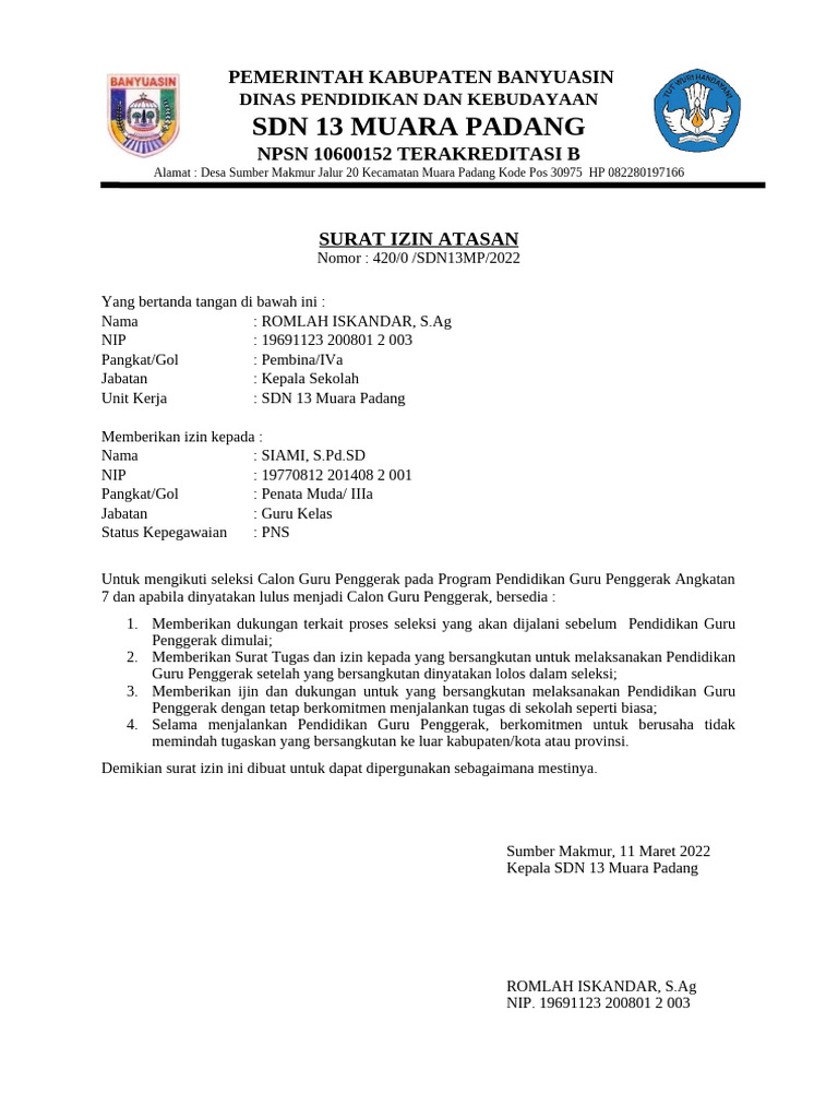 Surat Izin Atasan | PDF