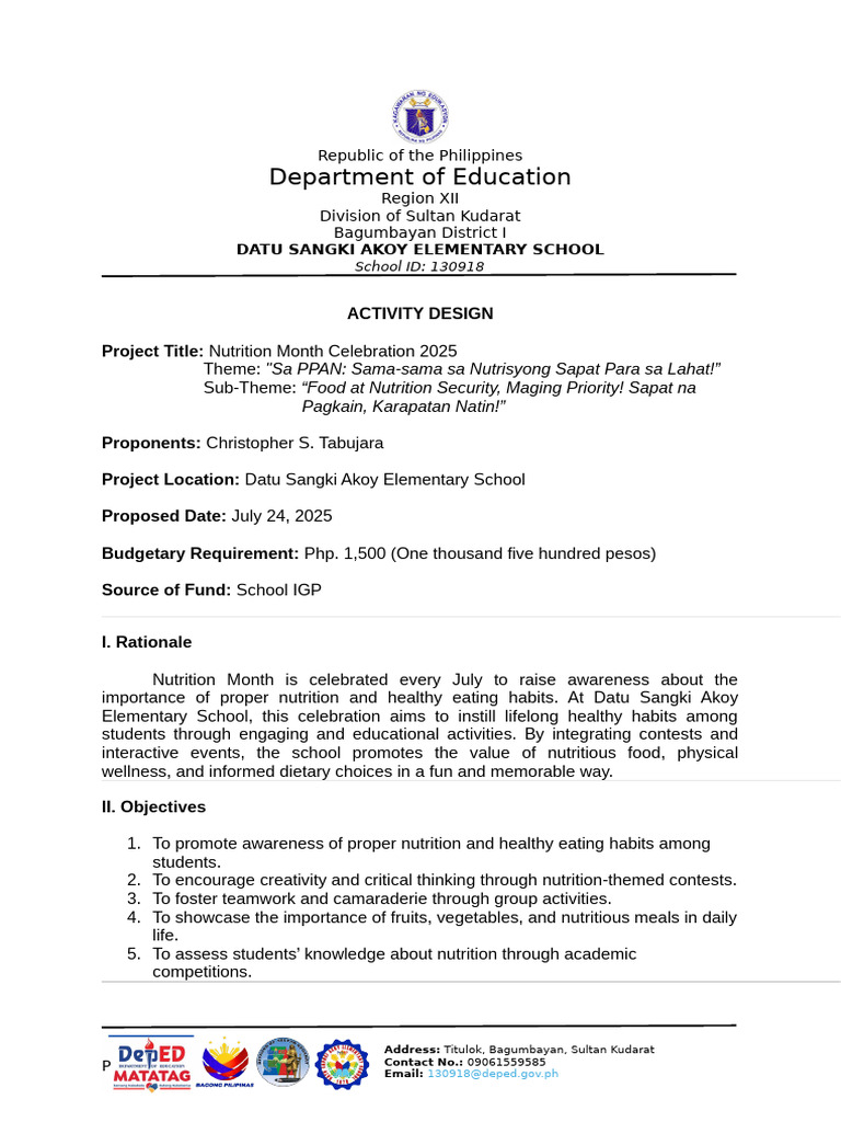 Nutrition Month Activity Design | PDF | Healthy Diet | Nutrition