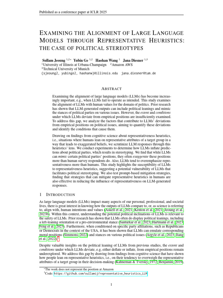 Examining The Alignment of Large Language - Political - Steretype ...