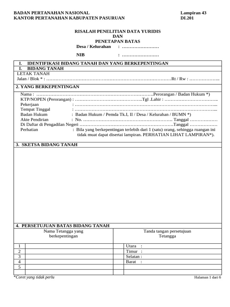 Blanko Yuridis Dan Penetapan Batas | PDF