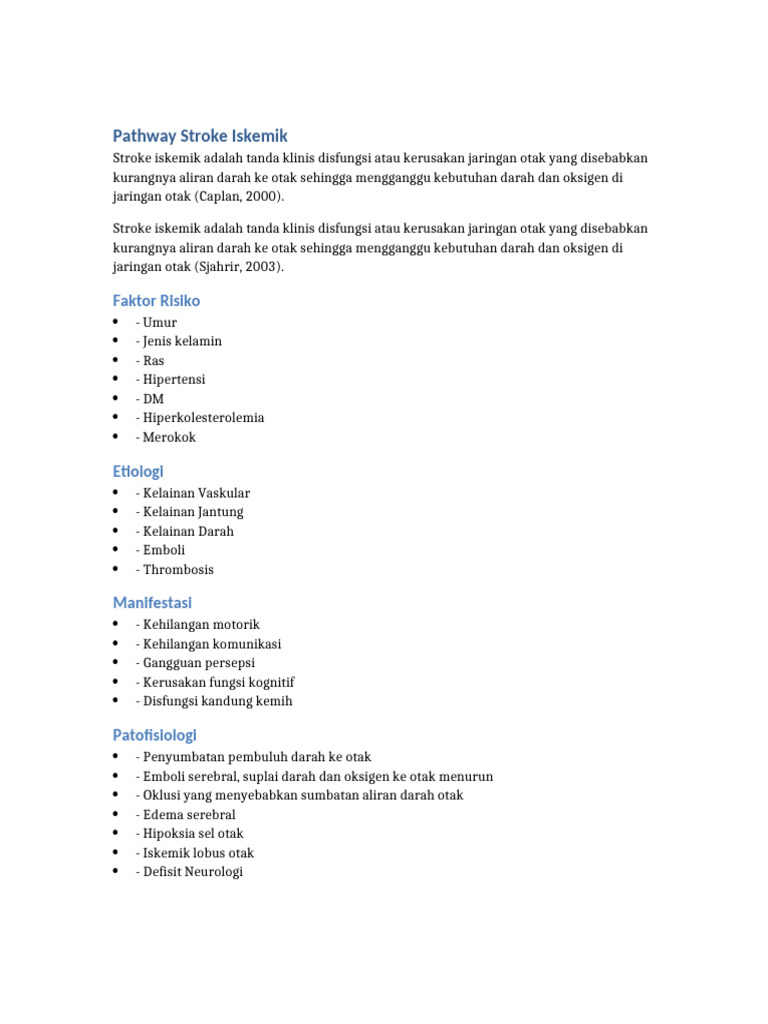 Pathway Stroke Iskemik | PDF
