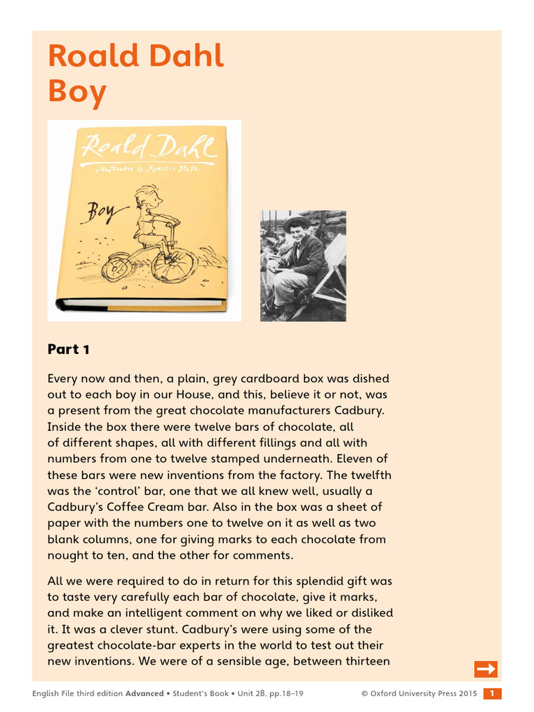 Boy Roald Dahl Chocolate Tasting Excerpt | PDF | Confectionery | Chocolate