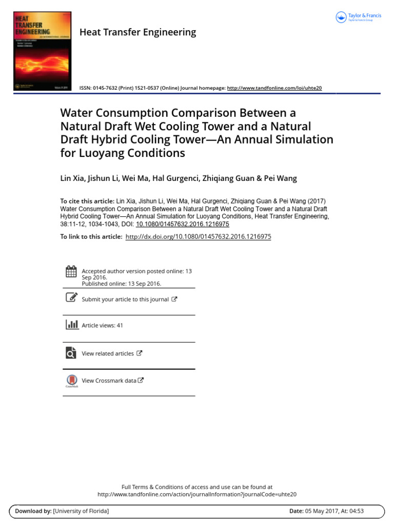 Water Consumption Comparison Between A Natural Draft Wet Cooling Tower ...