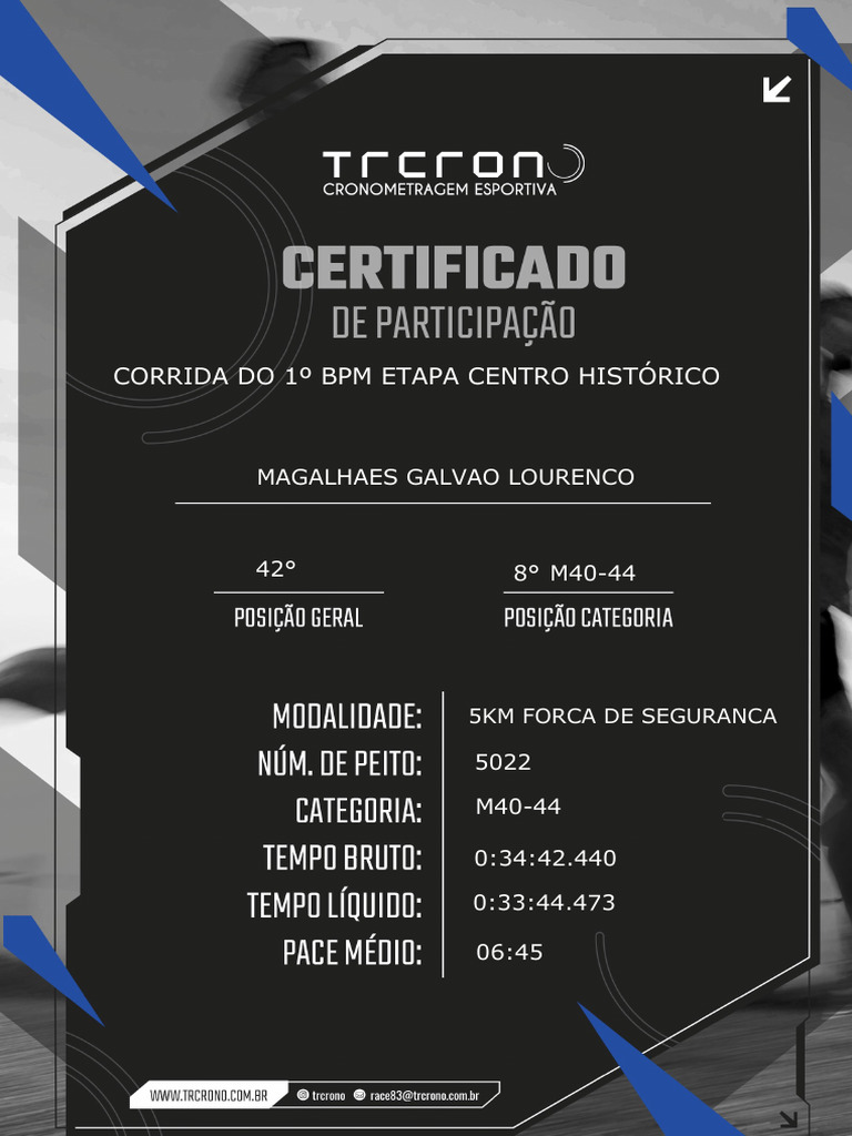 Certificado - Corrida Do 1º BPM | PDF