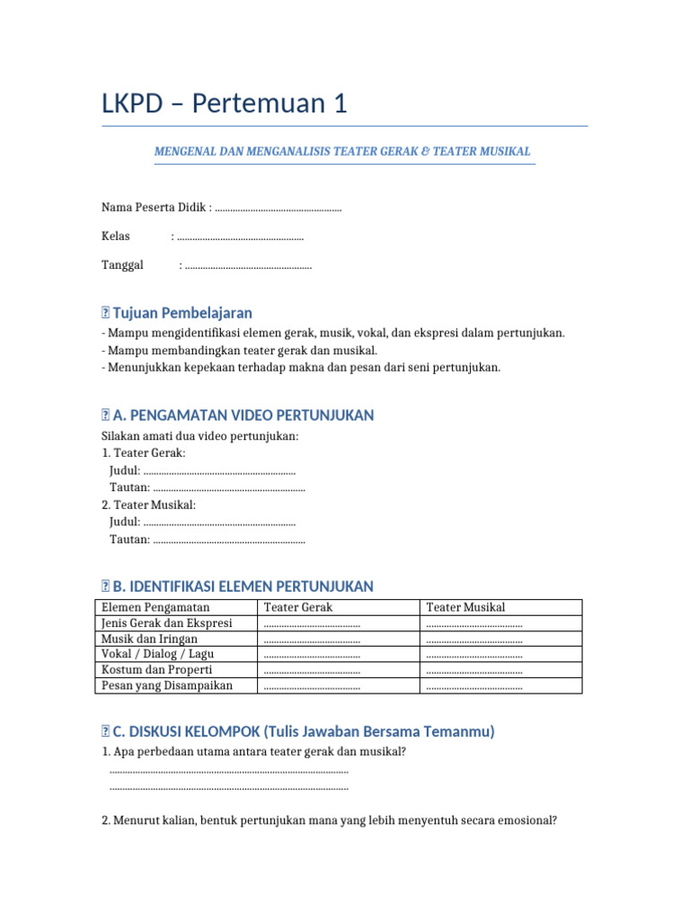 Analisis Teater Gerak dan Musikal | PDF
