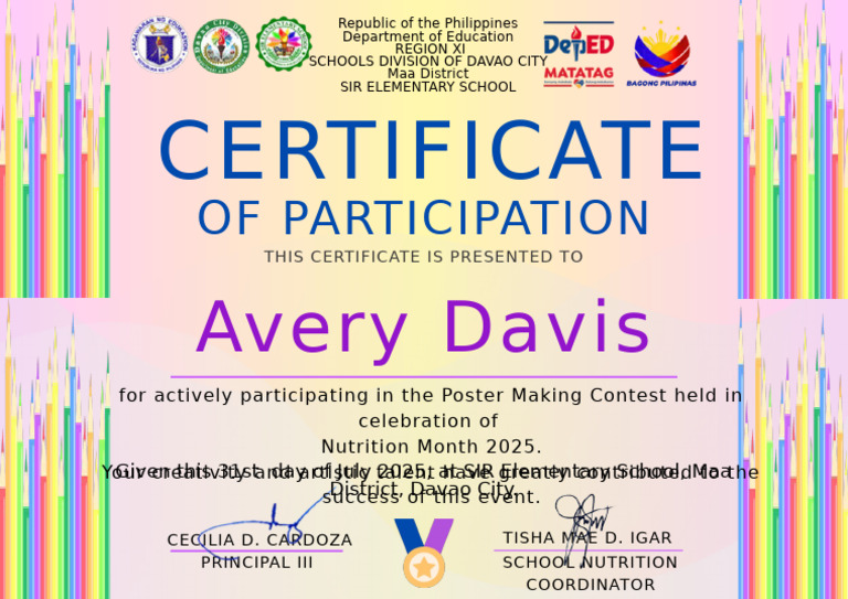 Certificate of Participation Poster Making Grade 4 6 | PDF