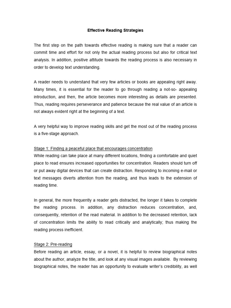 Five Stages of Effective Reading | PDF | Speed Reading | Reading ...