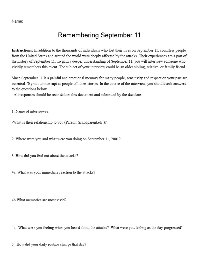 9/11 Interview Questions Guide | PDF