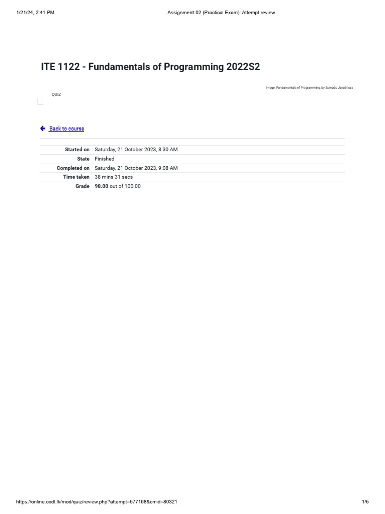 Fundamentals of Programming 2023 Assignment 02 (Practical Exam ...