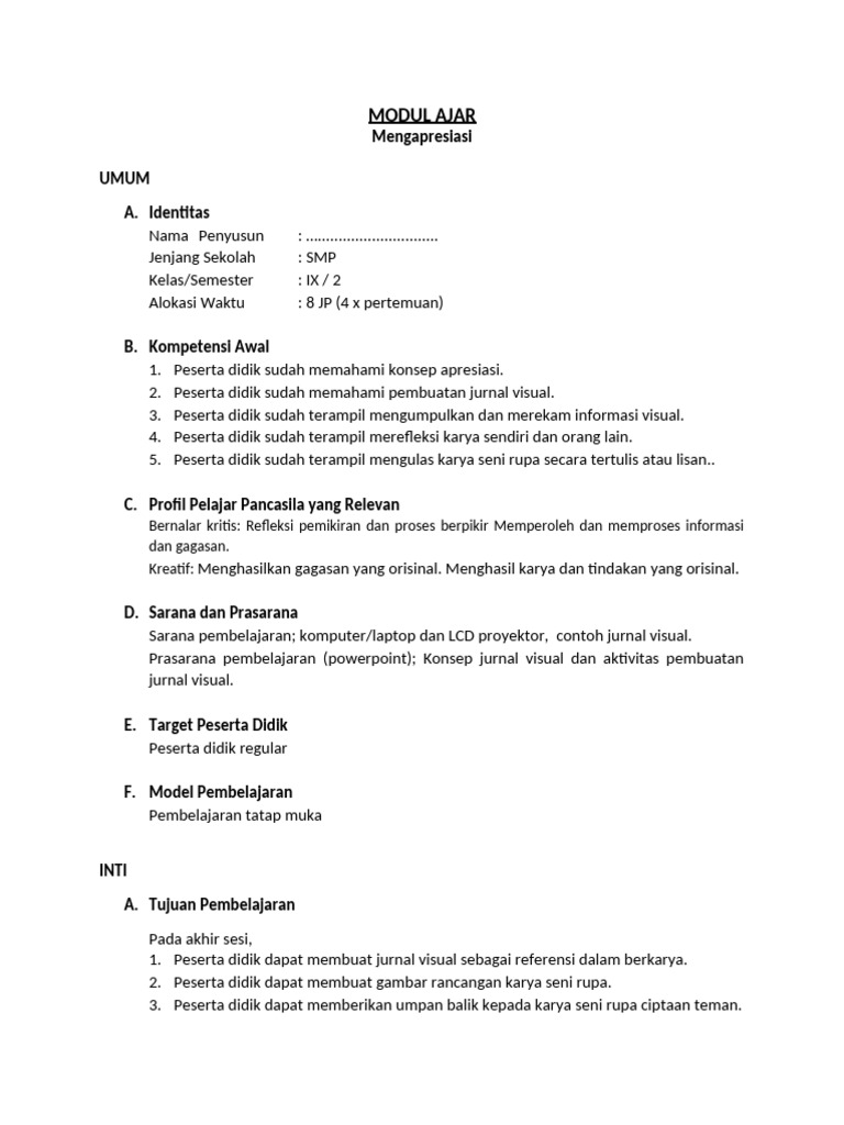 Modul SMP Kelas 9: Jurnal Visual dan Umpan Balik | PDF