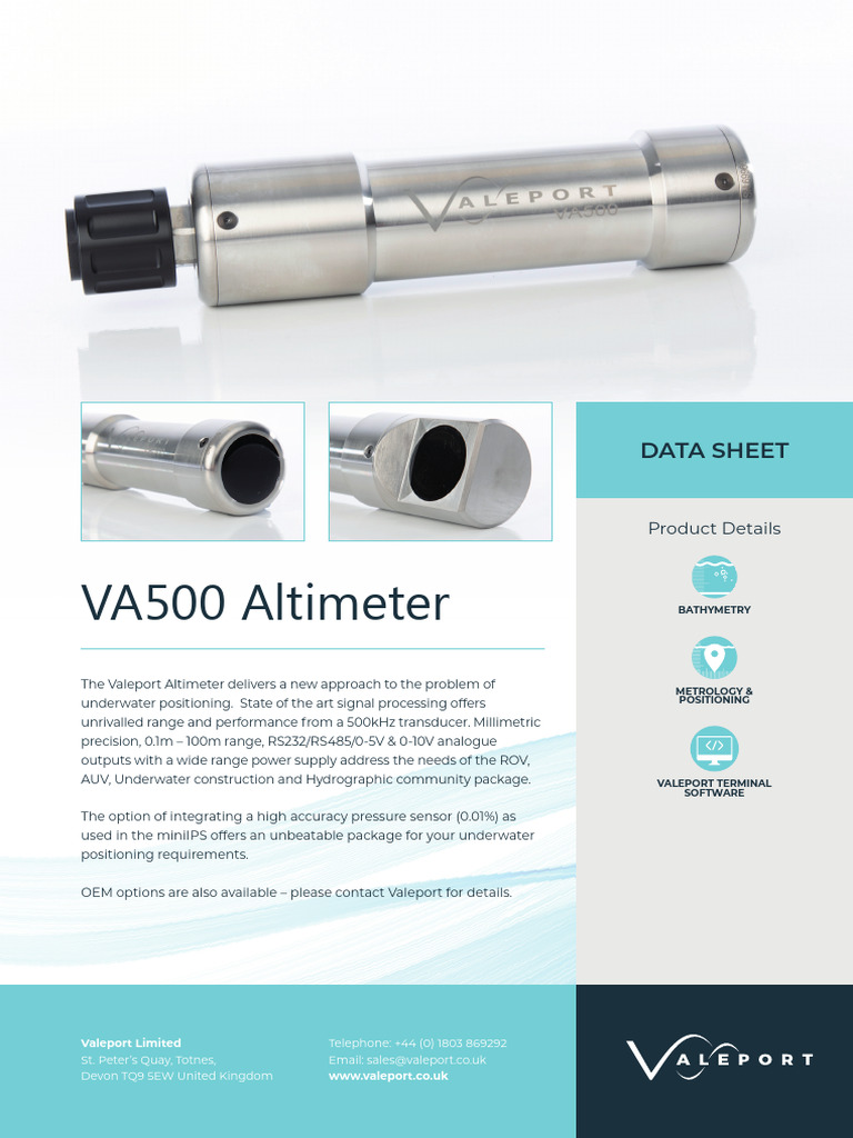 Valeport VA500 Altimeter Datasheet | PDF | Computer Engineering ...