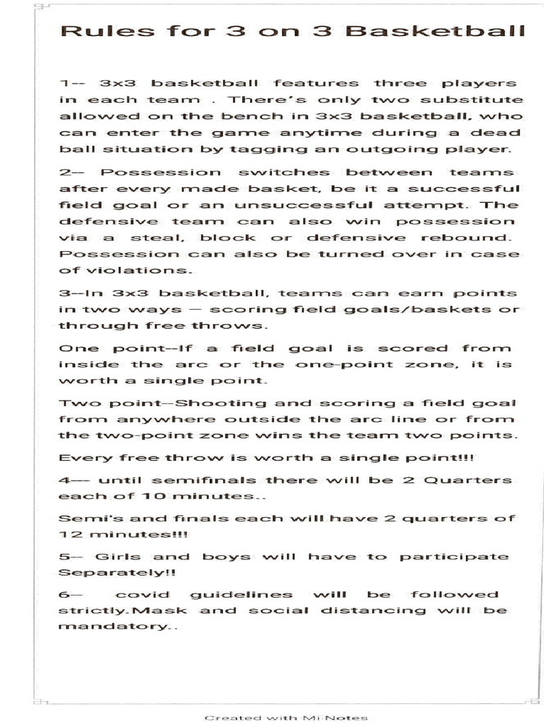 Basketball 3 × 3 Rules and Regulations | PDF