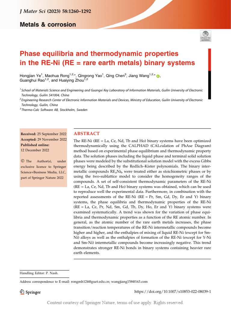Phase Equilibria and Thermodynamic Properties in T | PDF | Phase ...