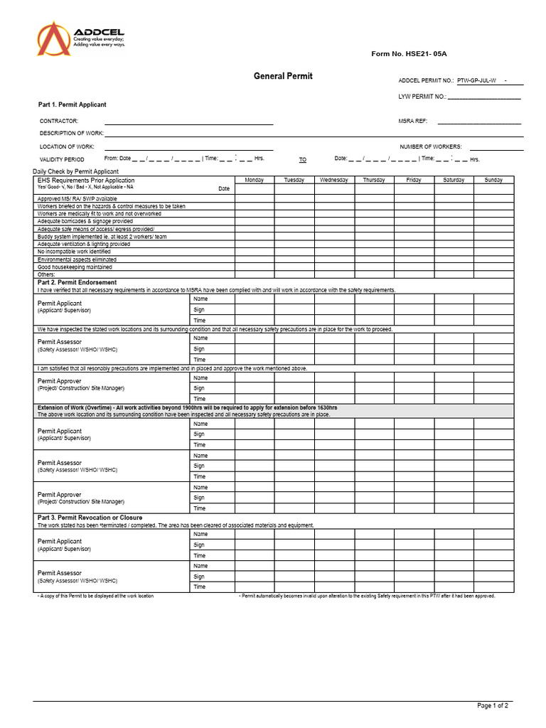 General Permit - Rev - 001 | PDF | Safety