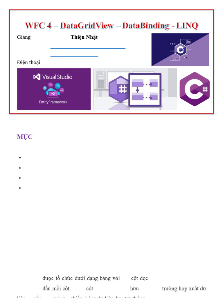 Session4 DataGridVIew DataBinding Linq | PDF