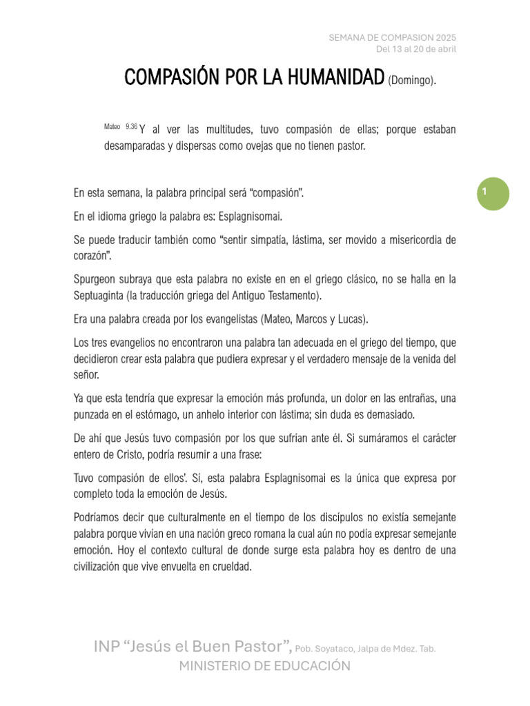 Semana de Compasión 2025: Reflexiones y Acción | PDF | Jesús | Cristo ...